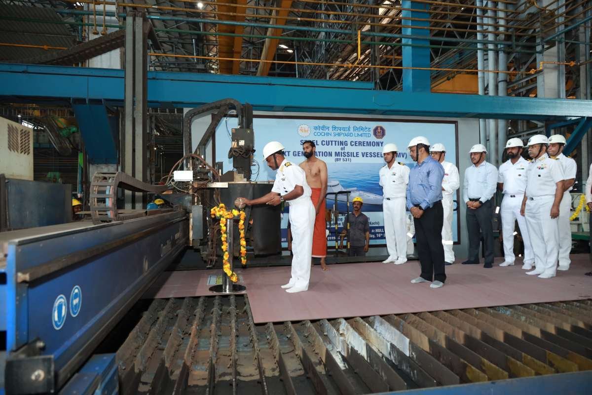 Steel Cutting of First Next Generation Missile Vessel at CSL, Kochi ...